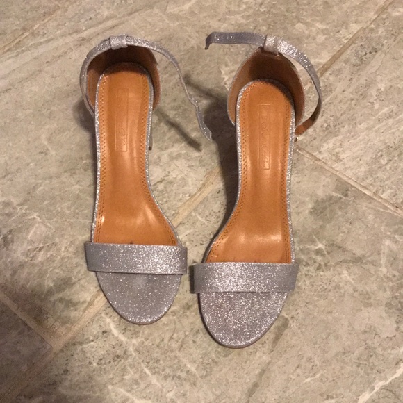 SHOWHOW | Shoes | Open Toe Silver Glitter High Heel Size 8 | Poshmark